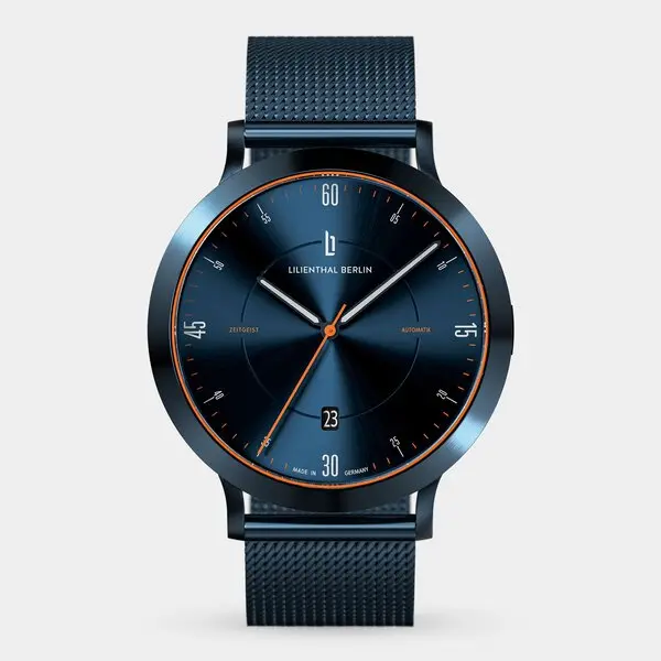 Lilienthal Berlin Zeitgeist Automatic Orange Mesh Brushed - Blue