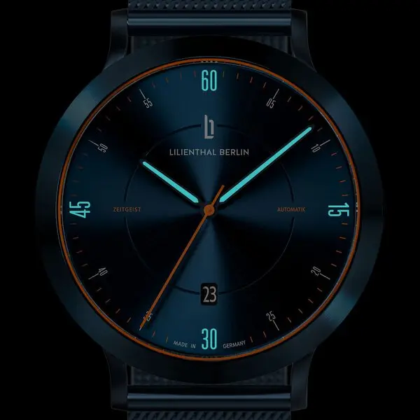 Lilienthal Berlin Zeitgeist Automatic Orange Mesh Brushed - Blue