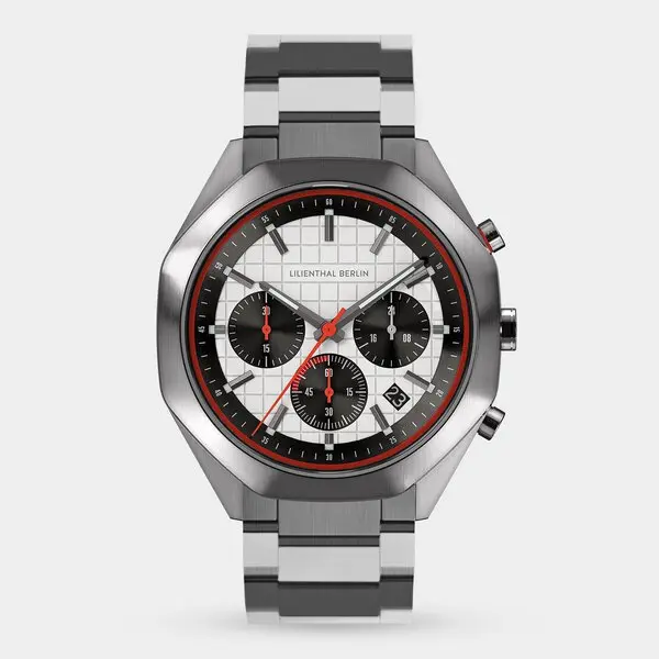 Lilienthal Berlin Octachrono Chronograph Stainless Steel Watch - Silver,red