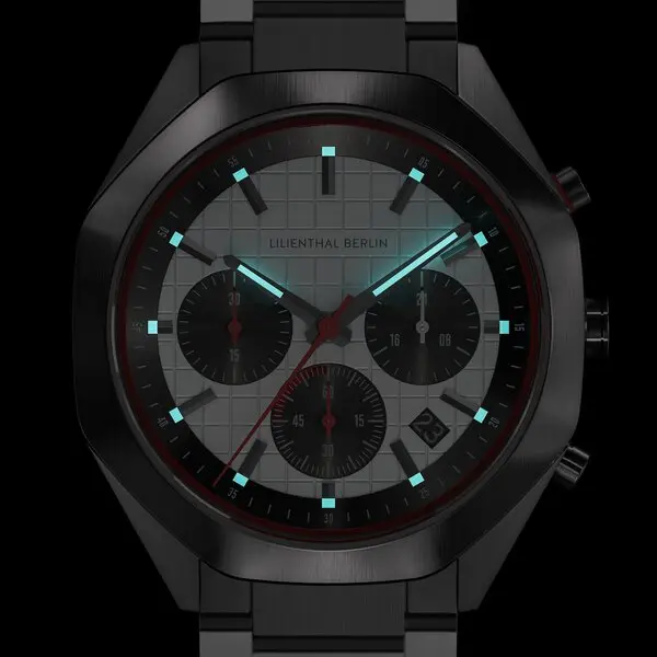 Lilienthal Berlin Octachrono Chronograph Stainless Steel Watch - Silver,red