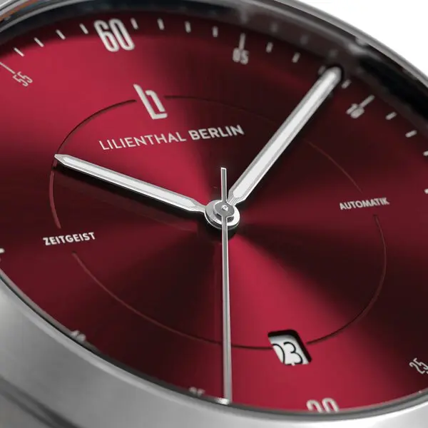 Lilienthal Berlin Zeitgeist Automatic Silver Bordeaux Mesh - Red