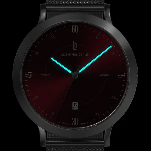 Lilienthal Berlin Zeitgeist Automatic Silver Bordeaux Mesh - Red