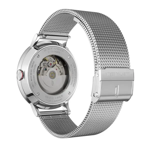 Lilienthal Berlin Zeitgeist Automatic Silver Bordeaux Mesh - Red