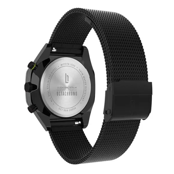Lilienthal Berlin Octachrono Black Lime Mesh Chronograph Watch - Gray