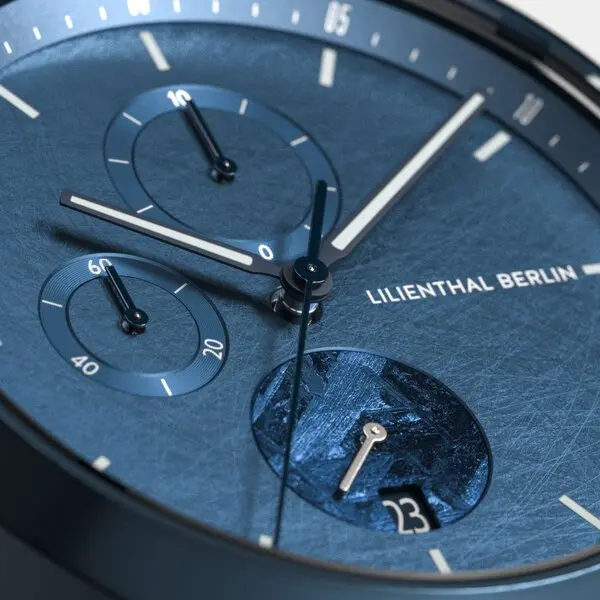 Lilienthal Berlin Chronograph Meteorite Watch With Light Brown Leather Strap