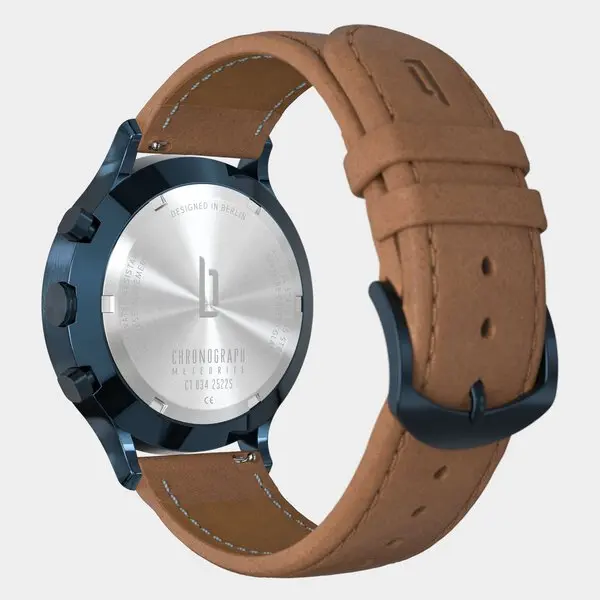 Lilienthal Berlin Chronograph Meteorite Watch With Light Brown Leather Strap