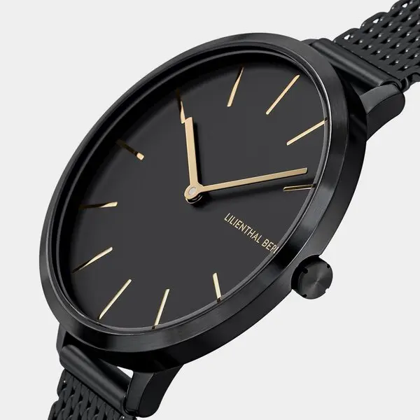Lilienthal Berlin Rosalux Gold Mesh Brushed Watch - Black