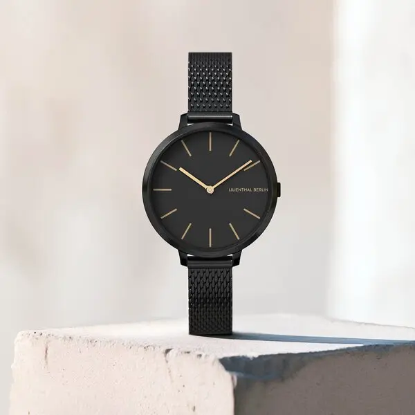Lilienthal Berlin Rosalux Gold Mesh Brushed Watch - Black