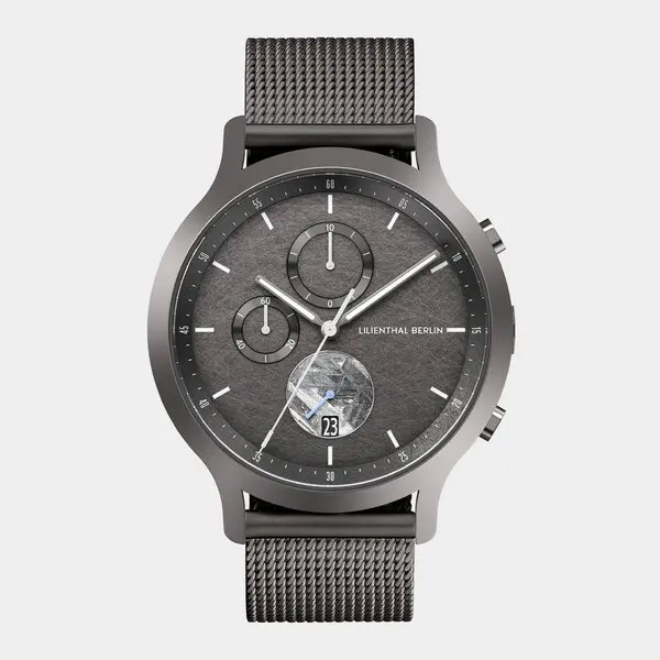 Lilienthal Berlin Chronograph Meteorite Cosmic Mesh Anthracite - Gray