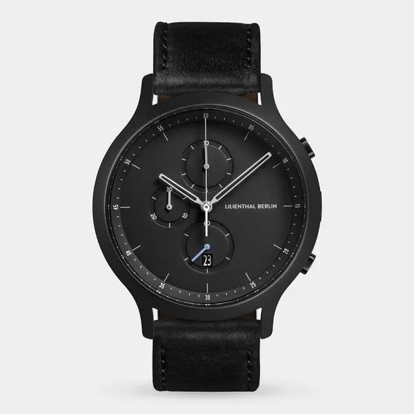 Lilienthal Berlin Chronograph Stainless Steel And Leather Strap Watch - Black