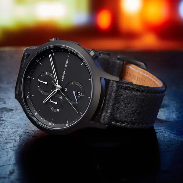 Lilienthal Berlin Chronograph Stainless Steel And Leather Strap Watch - Black