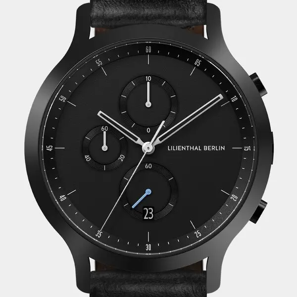 Lilienthal Berlin Chronograph Stainless Steel And Leather Strap Watch - Black