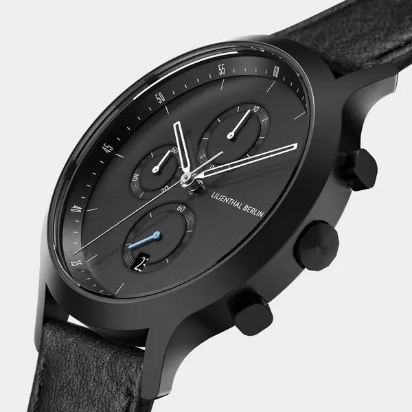 Lilienthal Berlin Chronograph Stainless Steel And Leather Strap Watch
