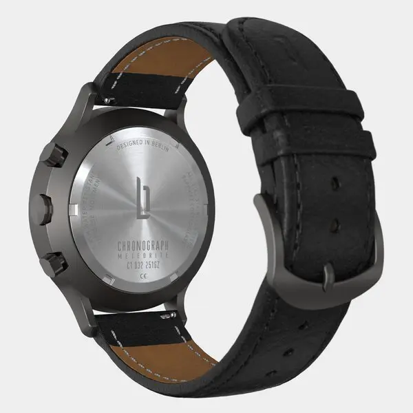 Lilienthal Berlin Chronograph Meteorite Black Leather Watch - Gray