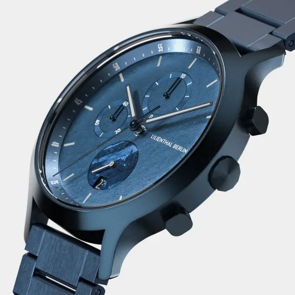 Lilienthal Berlin Chronograph Meteorite Stainless Steel Watch - Blue