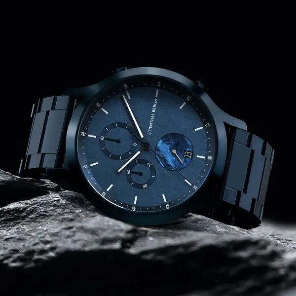 Lilienthal Berlin Chronograph Meteorite Stainless Steel Watch - Blue