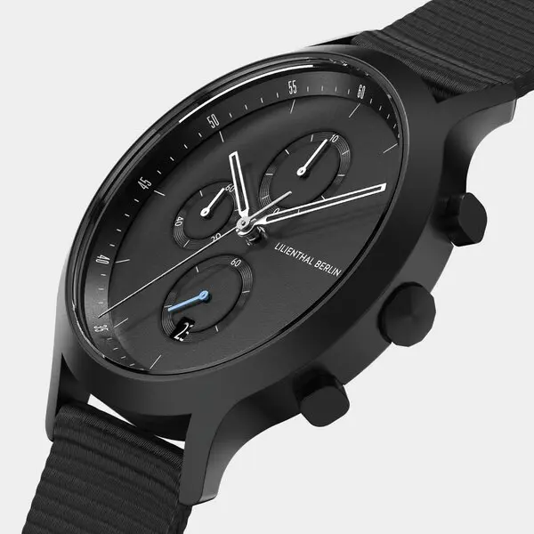 Lilienthal Berlin Chronograph Watch With Textile Strap - Black