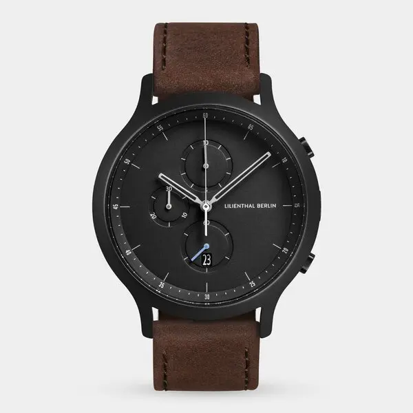 Lilienthal Berlin Chronograph All Leather Dark Brown - Black