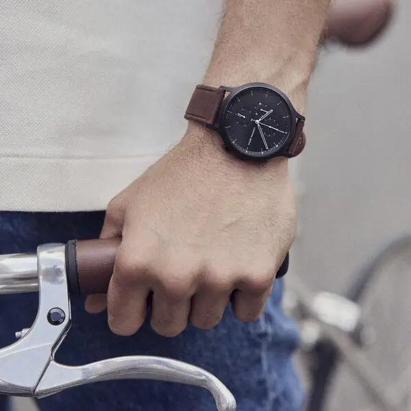 Lilienthal Berlin Chronograph All Leather Dark Brown - Black