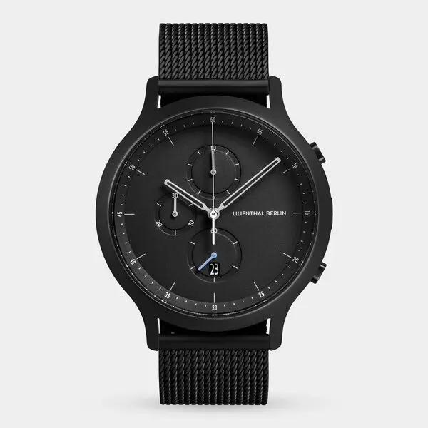 Lilienthal Berlin Chronograph Matte Mesh Watch - Black