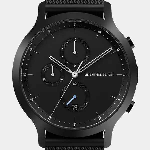 Lilienthal Berlin Chronograph Matte Mesh Watch - Black