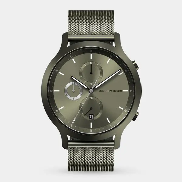 Lilienthal Berlin Chronograph Terra Mesh Olive Brushed - Green