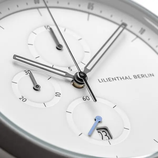 Lilienthal Berlin Chronograph Dark Silver Leather Strap Watch