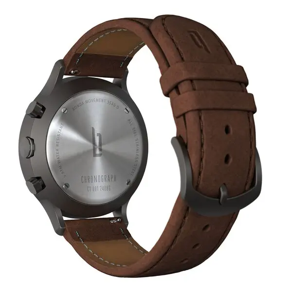 Lilienthal Berlin Chronograph Dark Silver Leather Strap Watch