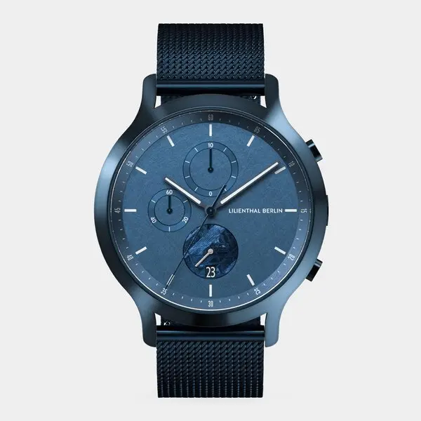 Lilienthal Berlin Chronograph Meteorite Stellar Mesh Watch - Blue