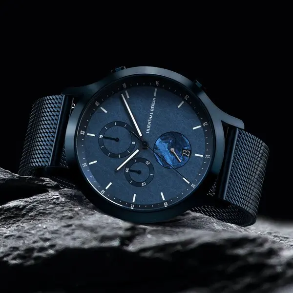 Lilienthal Berlin Chronograph Meteorite Stellar Mesh Watch - Blue