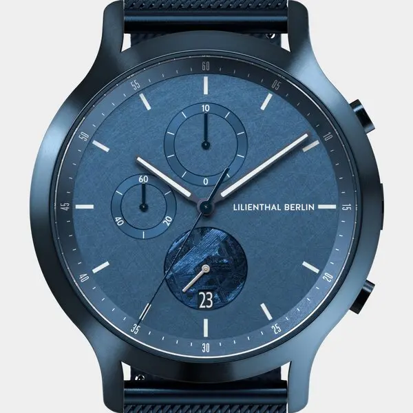 Lilienthal Berlin Chronograph Meteorite Stellar Mesh Watch - Blue