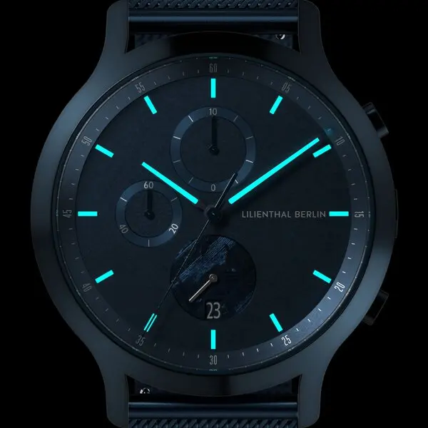 Lilienthal Berlin Chronograph Meteorite Stellar Mesh Watch - Blue