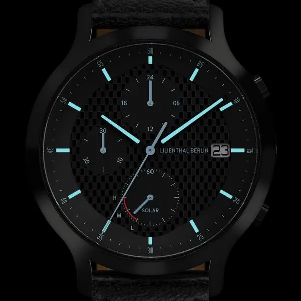 Lilienthal Berlin Chronograph Solar Watch With Leather Strap