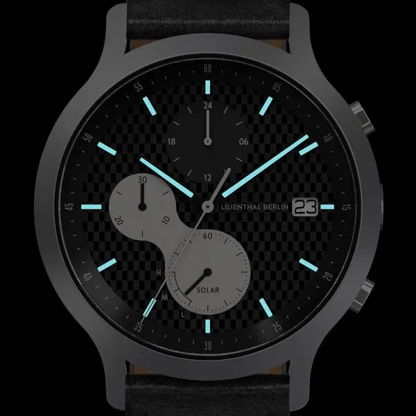 Lilienthal Berlin Chronograph Solar Iii Leather Strap Watch