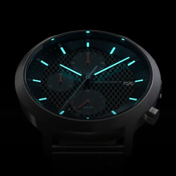 Lilienthal Berlin Chronograph Solar V Mesh Silver Brushed Stainless Steel Watch