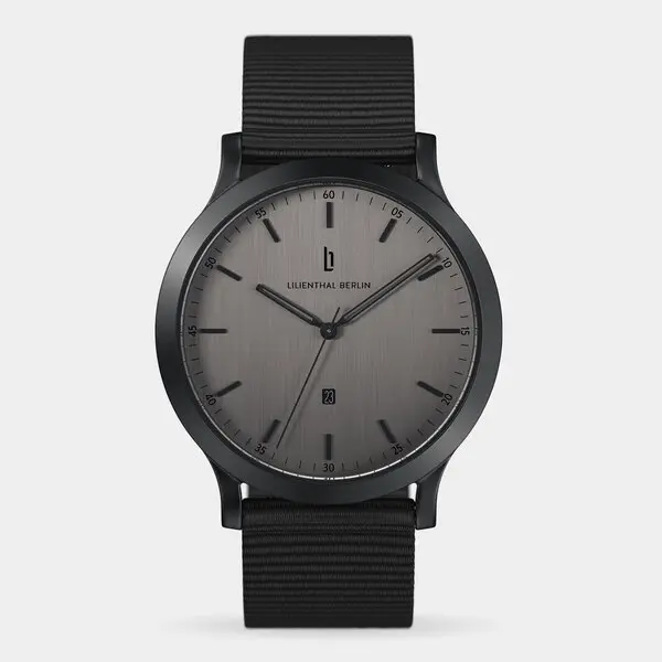Lilienthal Berlin Huxley Shadow Textile Strap Watch - Black