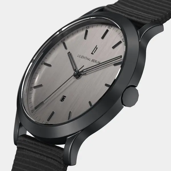 Lilienthal Berlin Huxley Shadow Textile Strap Watch - Black