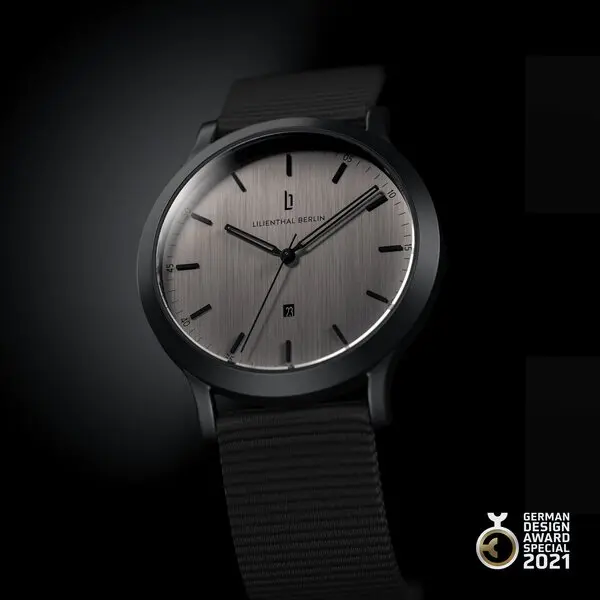 Lilienthal Berlin Huxley Shadow Textile Strap Watch - Black