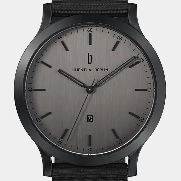 Lilienthal Berlin Huxley Shadow Textile Strap Watch - Black