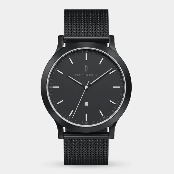 Lilienthal Berlin Huxley & White Mesh Matte Strap Watch - Black
