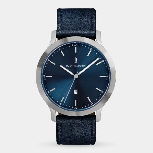 Lilienthal Berlin Huxley Silver Leather Watch - Blue