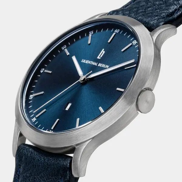 Lilienthal Berlin Huxley Silver Leather Watch - Blue