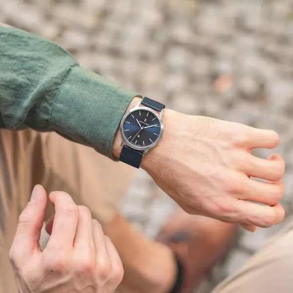 Lilienthal Berlin Huxley Silver Leather Watch - Blue