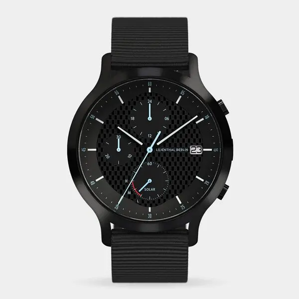 Lilienthal Berlin Chronograph Solar Watch With Textile Strap - Black
