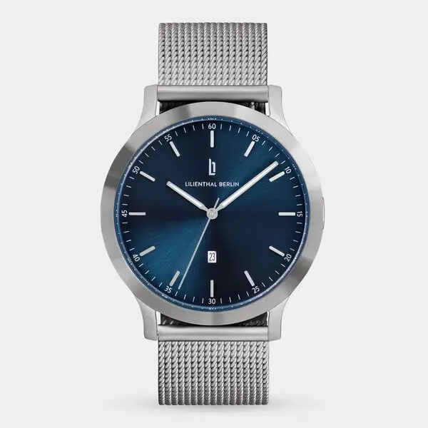 Lilienthal Berlin Huxley Silver Mesh Watch - Blue