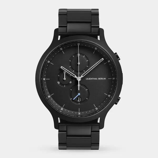 Lilienthal Berlin Chronograph All Stainless Steel Matte Watch - Black