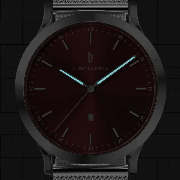 Lilienthal Berlin Huxley Silver Bordeaux Mesh Strap Watch