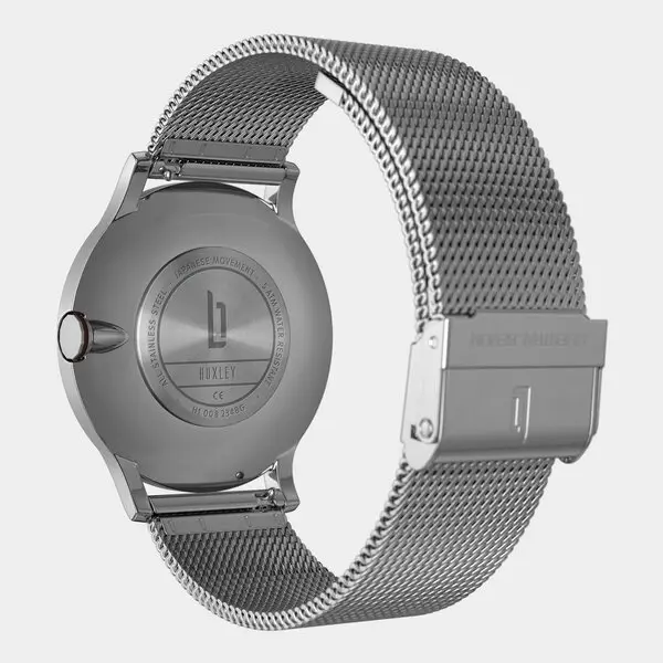 Lilienthal Berlin Huxley Silver Bordeaux Mesh Strap Watch