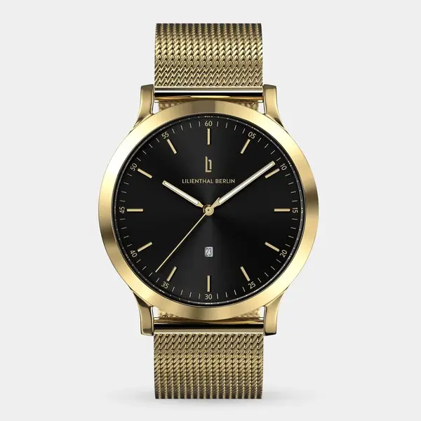 Lilienthal Berlin Huxley Gold Mesh Watch - Black