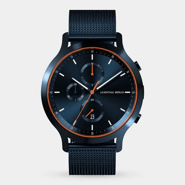 Lilienthal Berlin Chronograph Watch With Mesh Strap - Blue